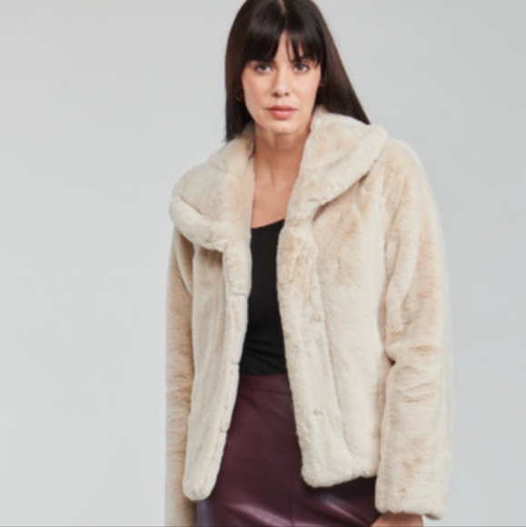 Guess | Jackets & Coats | Guess Woman Faux Fur Jacket Beiges Side ...